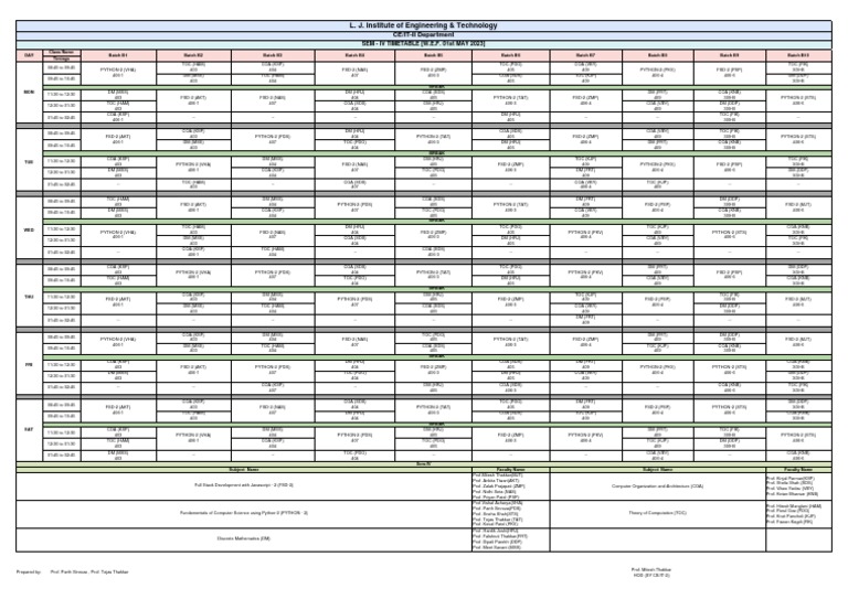 SEM-4 TIME TABLE W.E.F 01-MAY-1 | PDF