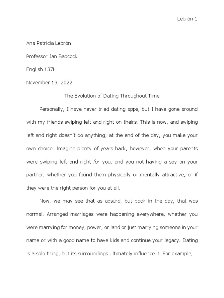The Evolution of Dating Throughout Time 1 | PDF | Casual Sex