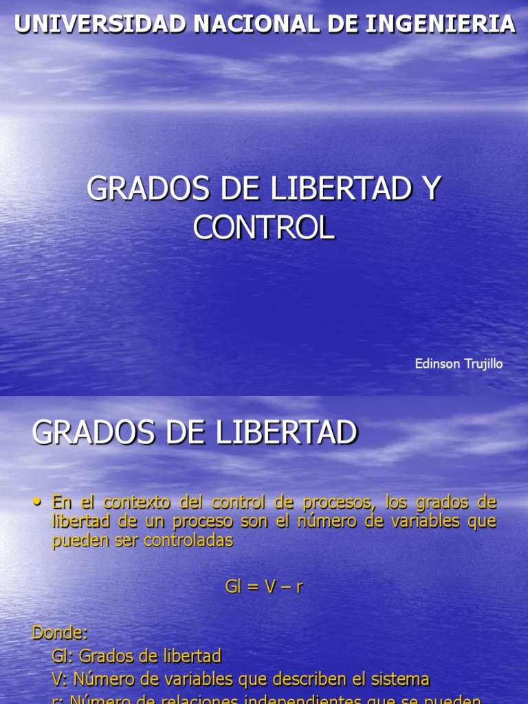 Grados de libertad y control en sistemas de procesos: el caso del ...