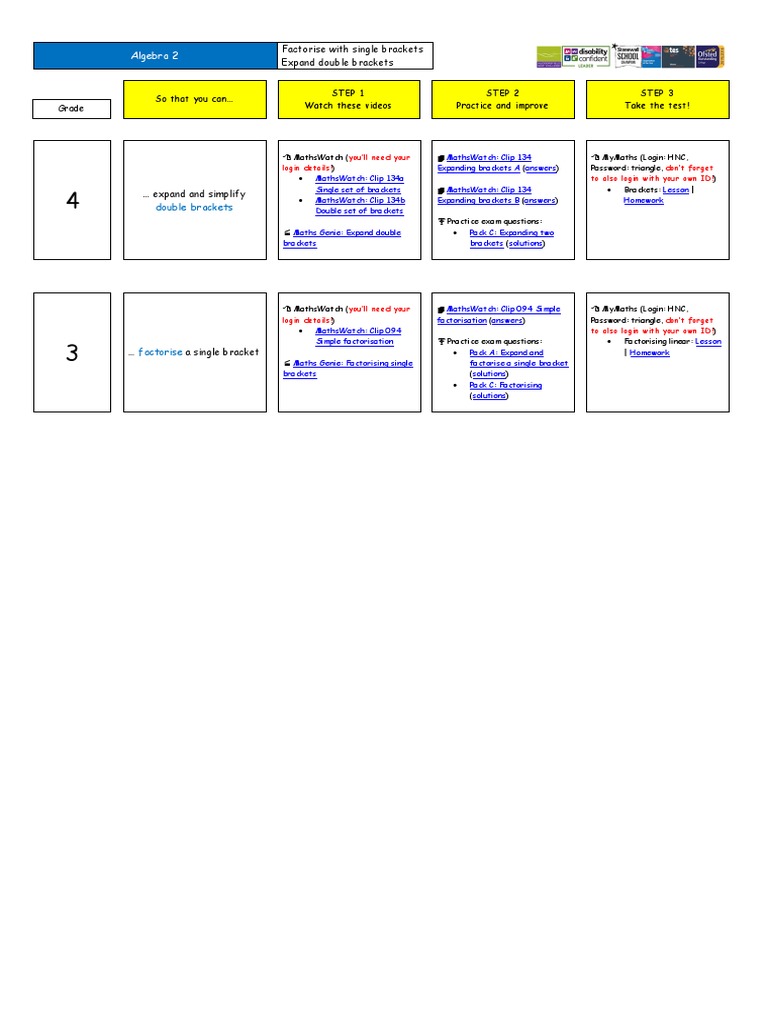 Double Brackets: Algebra 2 | Download Free PDF | Mathematics | Algebra