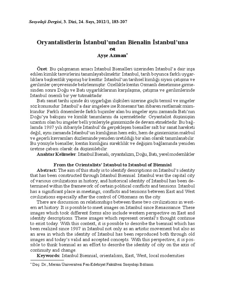 Oryantalistlerin - Stanbul'undan Bienalin - Stanbul'una (#4919) - 4303 | PDF