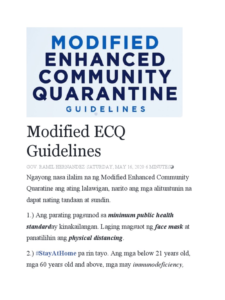 Modified ECQ Guidelines | PDF