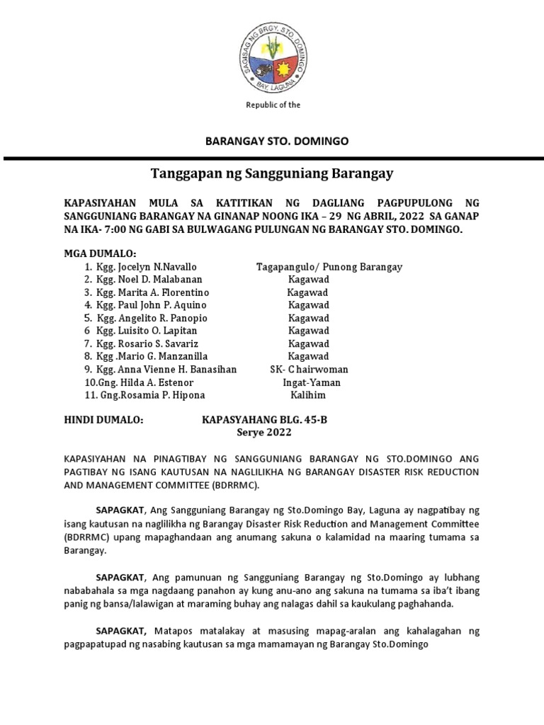 Reso BDRRMC 2022 | PDF