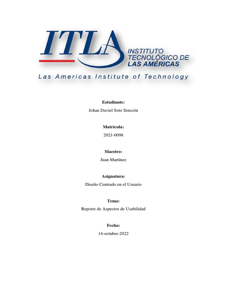 Reporte de Aspectos de Usabilidad Pag Itla | PDF | Heurístico | Diseño