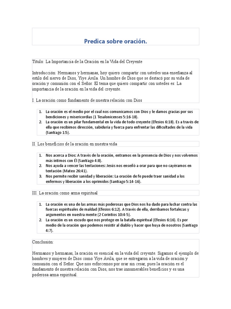 Predica Sobre Oración | Descargar gratis PDF | Oración