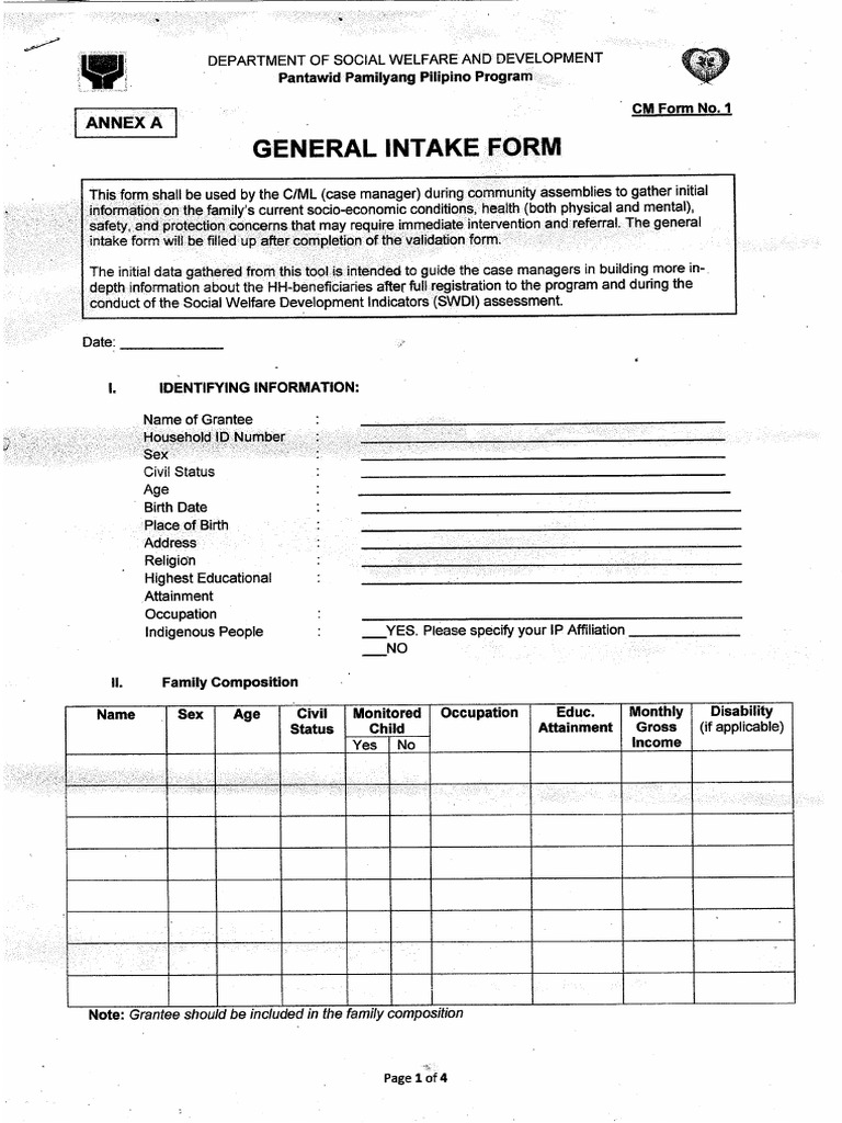4Ps General Intake Form | PDF