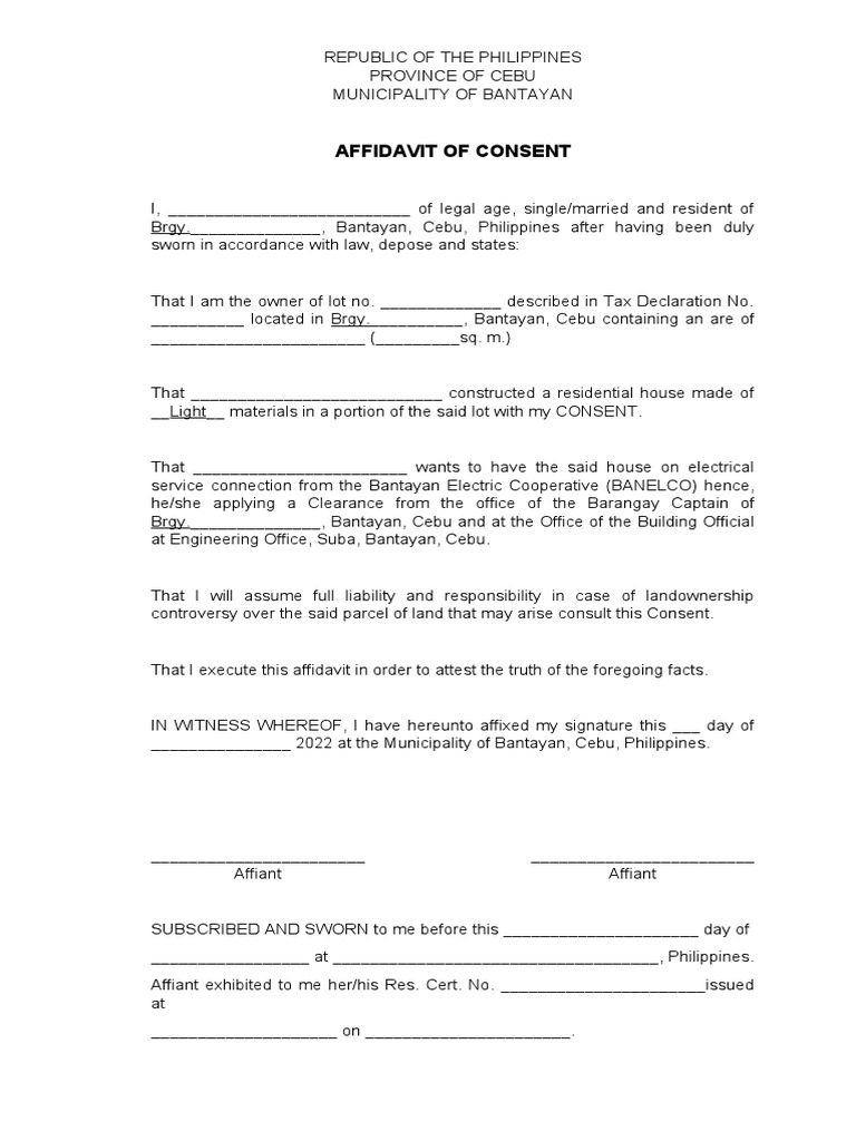 Affidavit of Consent | PDF