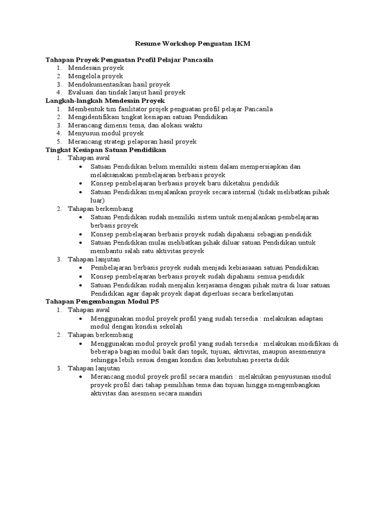 Resume Workshop Penguatan IKM | PDF