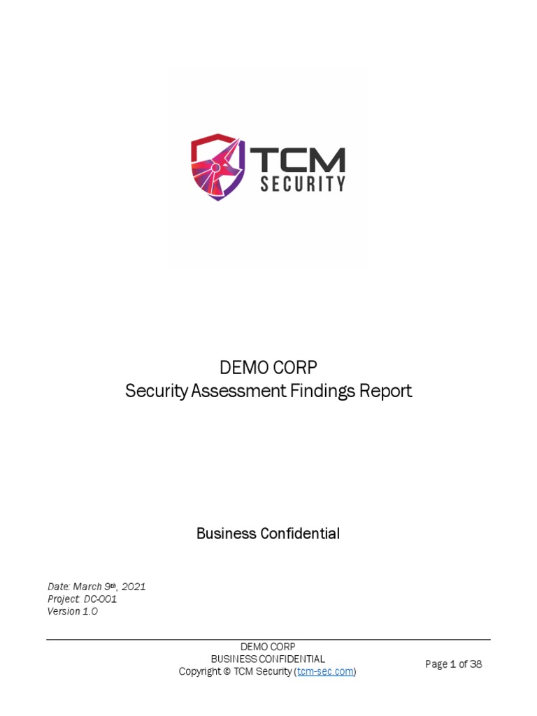 TCMS Demo Corp Security Assessment Findings Report | PDF ...