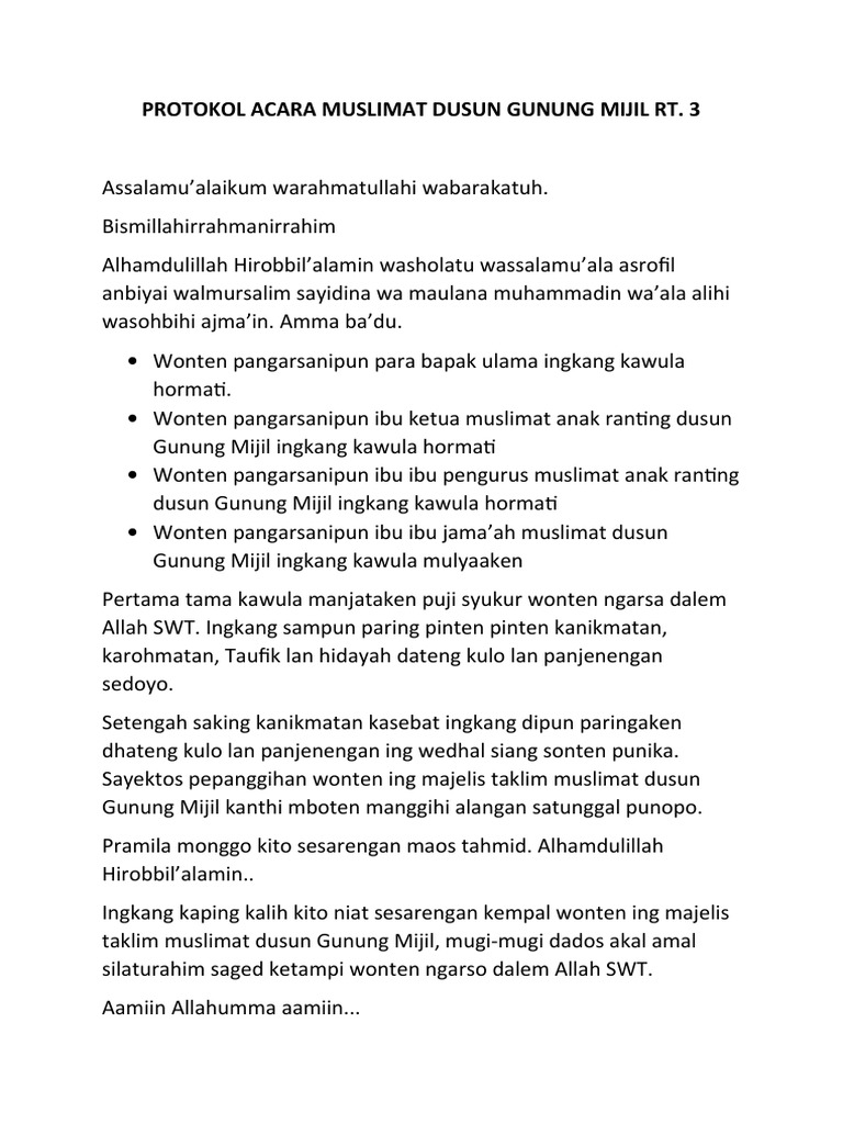 Protokol Acara | PDF