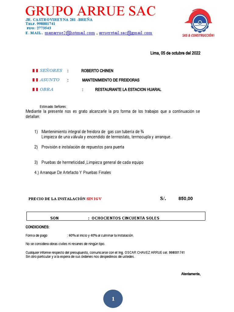 Roberto Chinen Mantenimiento Freidoras | PDF
