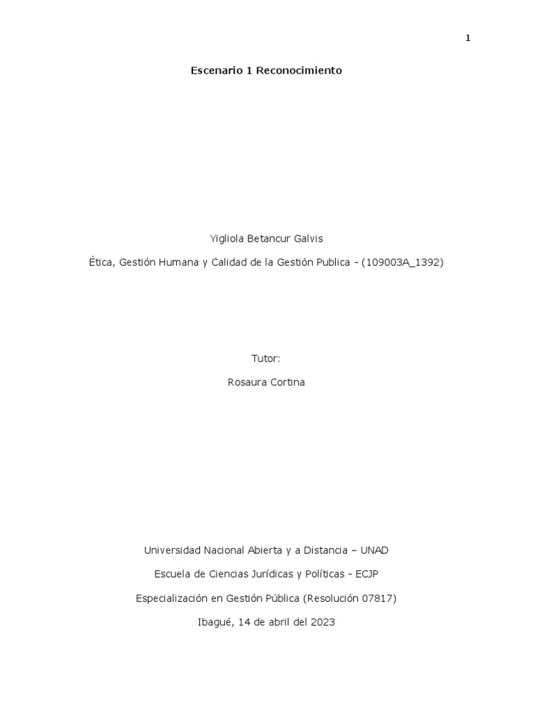 Escenario 1 Reconocimiento | PDF | Administración Pública | Democracia