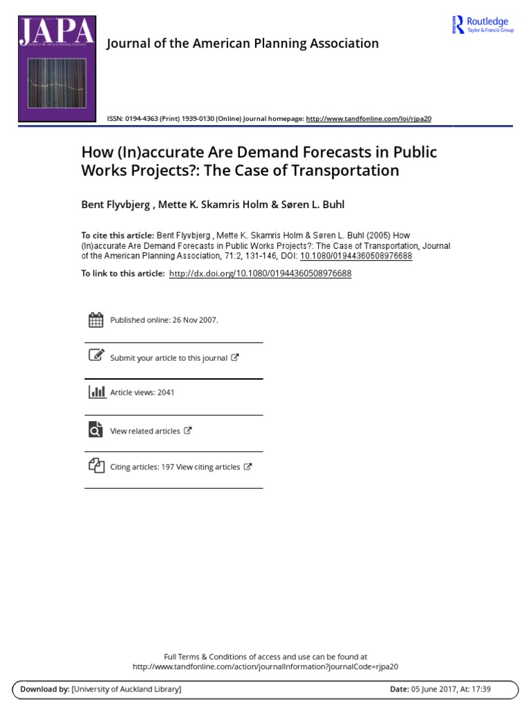 How In Accurate Are Demand Forecasts In Public Works Projects The Case Of Transportation Pdf