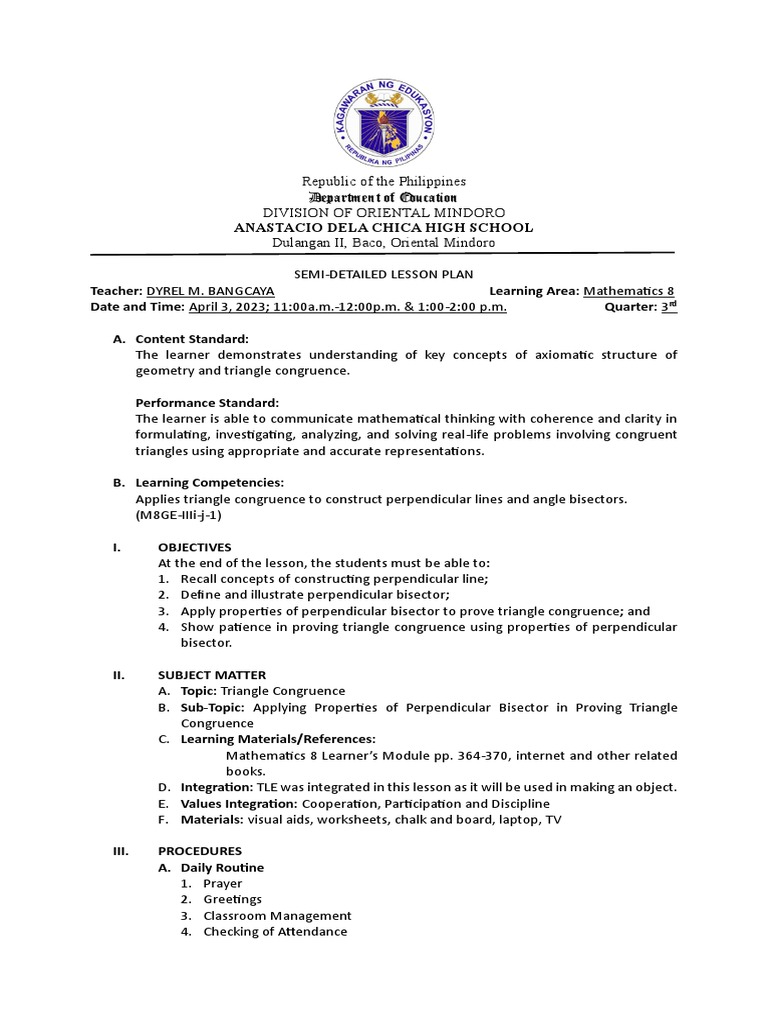 Applying Properties of Perpendicular Bisector in Proving Triangle ...