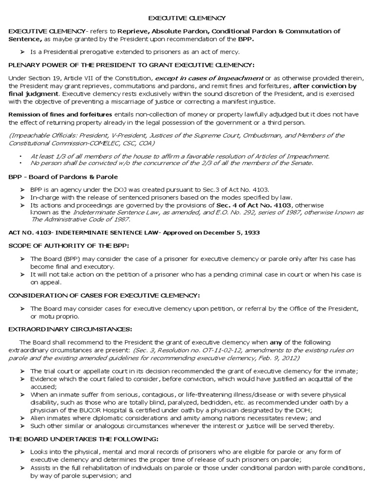 An Overview of Executive Clemency Powers and Procedures in the ...