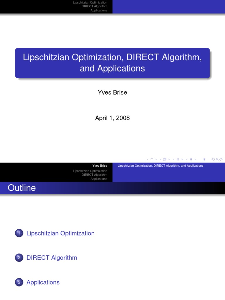 Lipschitzian Optimization, DIRECT Algorithm, and Applications ...