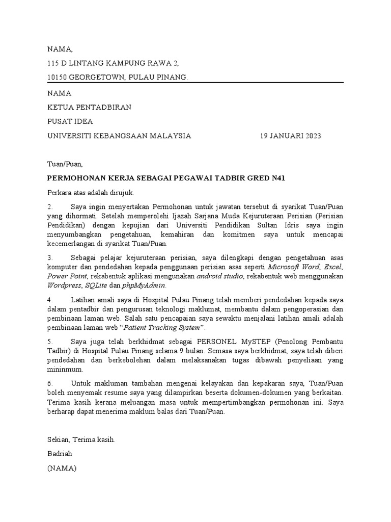 Cover Letter | PDF