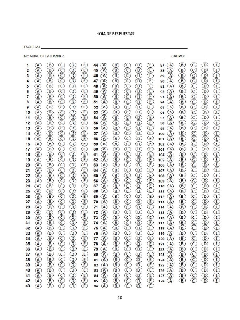Hoja de Respuestas | PDF