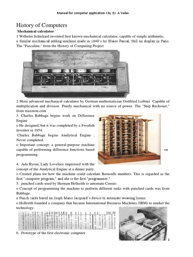 History of Computers and Calculators | PDF | Computer Hardware ...