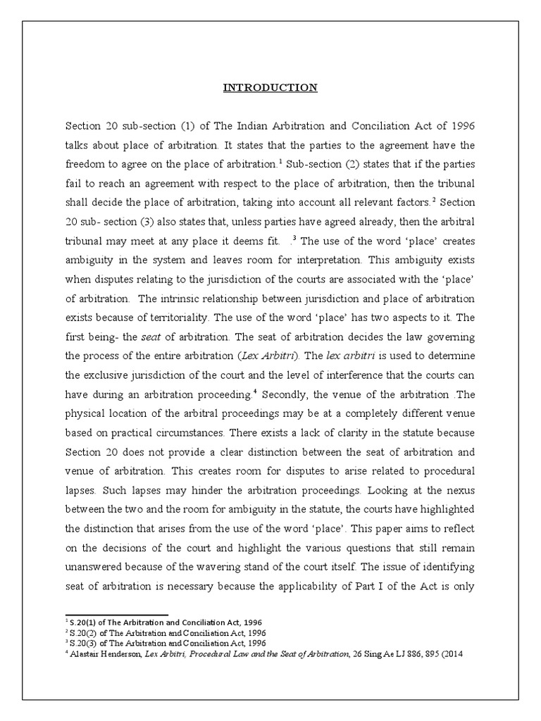 Seat Vs Venue Pdf Arbitration Judgment Law