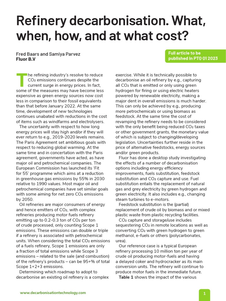 Refinery Decarbonisation Strategies | PDF | Climate Change Mitigation ...