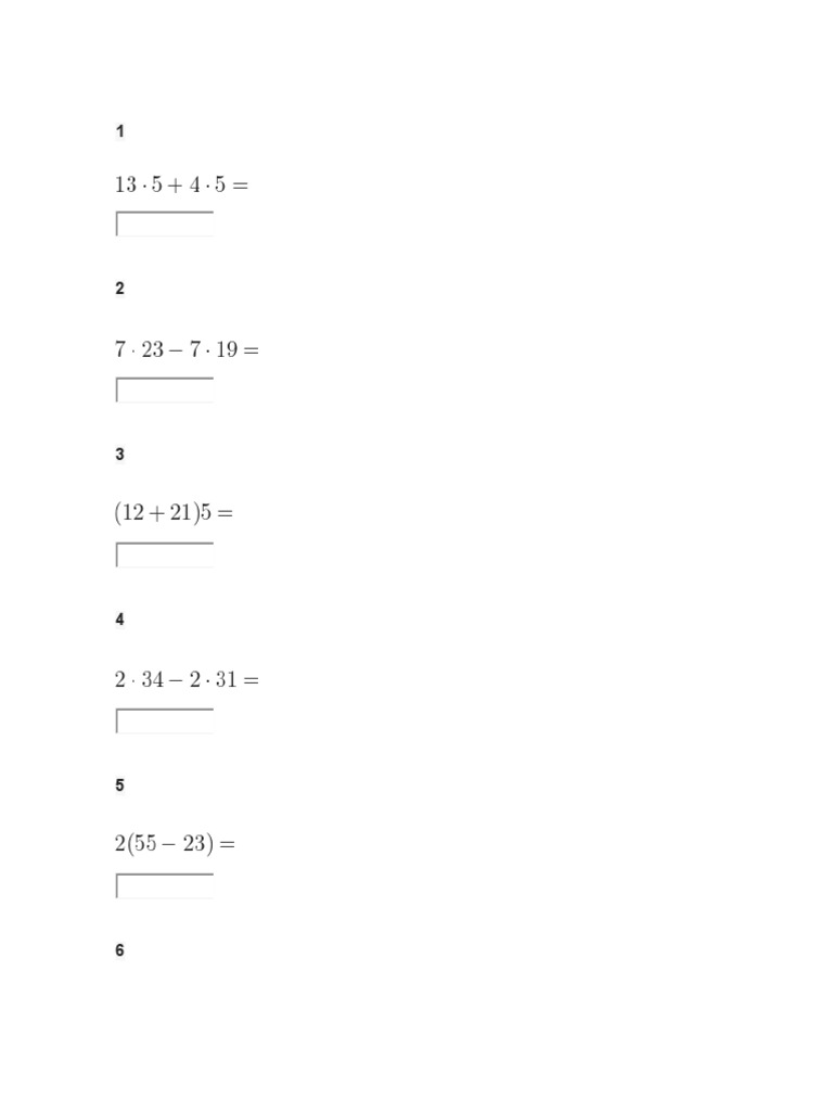 Ejercicios Propiedad Distributiva | PDF