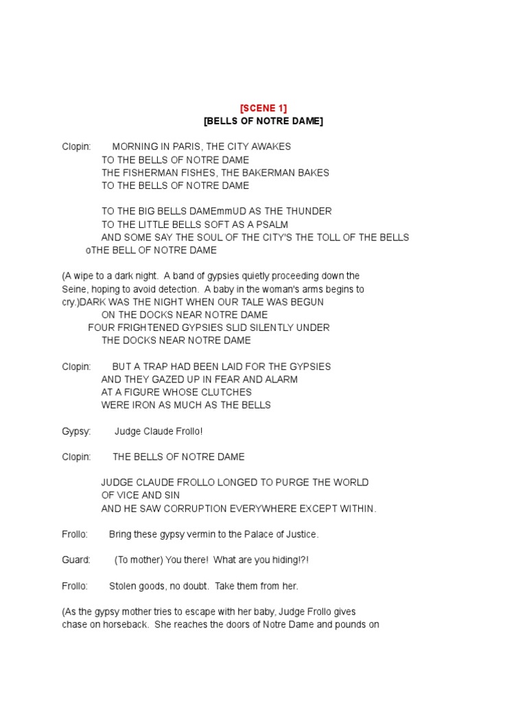 The Hunchback of Notre Dame Musical Script | PDF | Esméralda (The ...