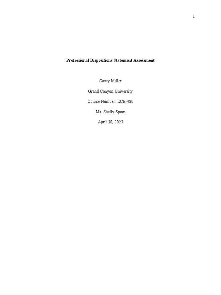 Ece-480 Professional Dispositions Statement Assessment | PDF | Learning ...