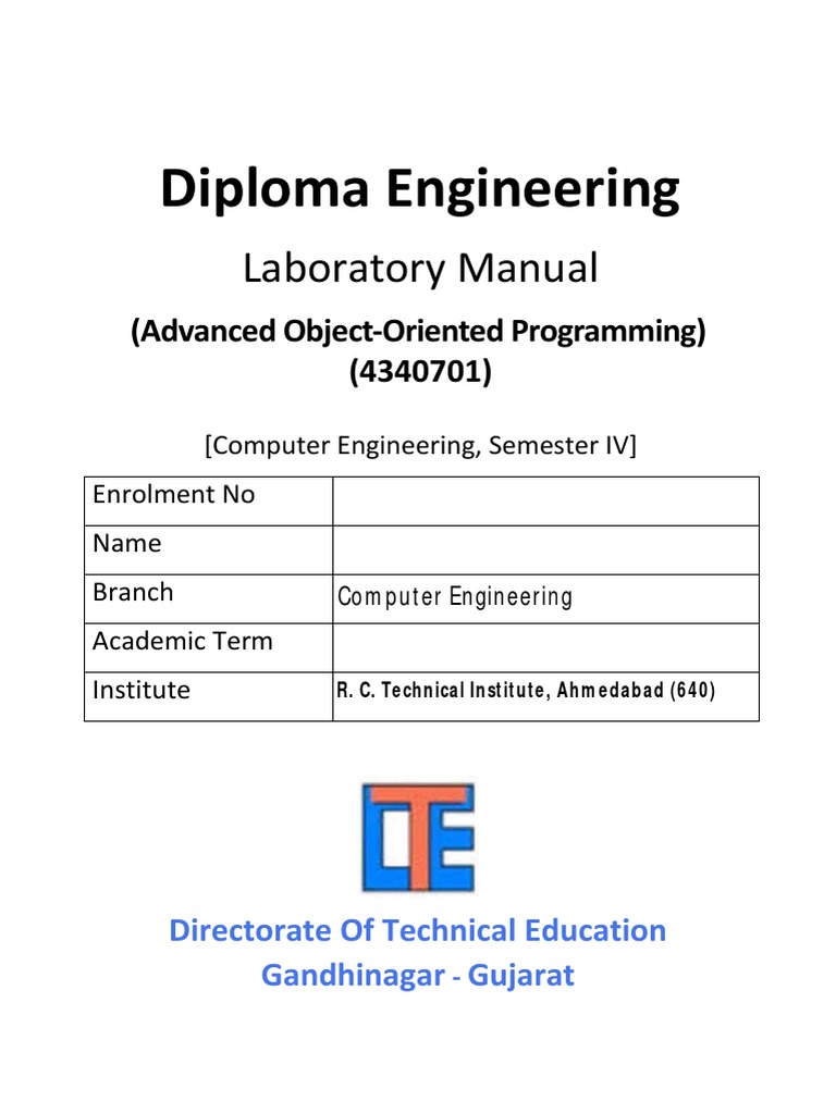 (AOOP) - Lab Manual | Download Free PDF | Class (Computer Programming) | Method (Computer ...