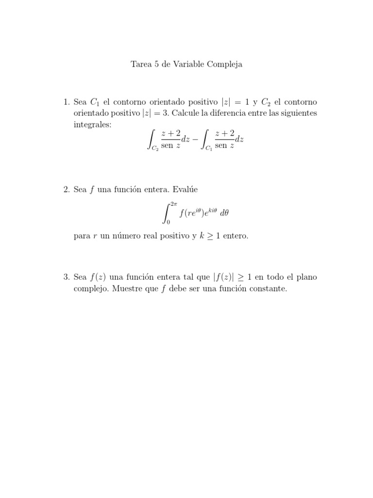 Problemas de Variable Compleja | PDF