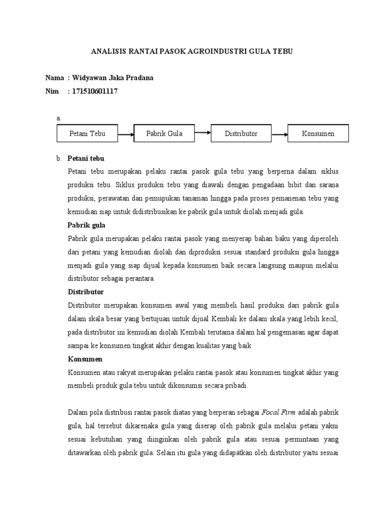 Analisis Rantai Pasok Agroindustri Gula Tebu | PDF