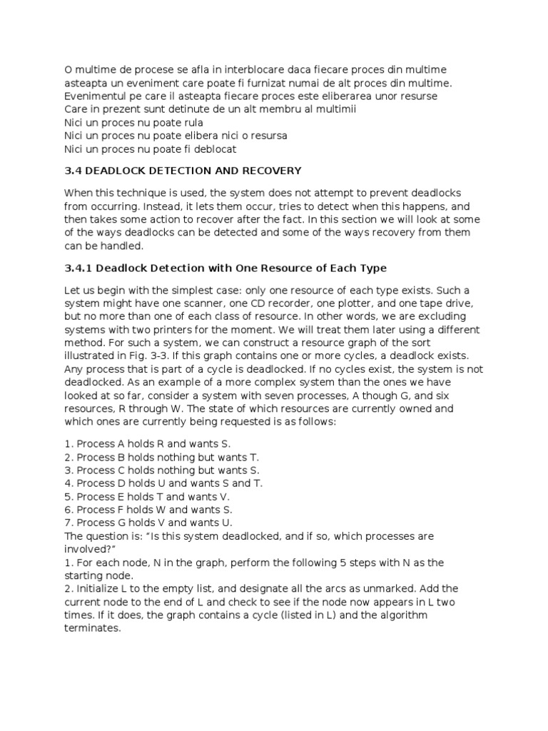Deadlock Detection and Recovery | PDF | Process (Computing) | Input/Output