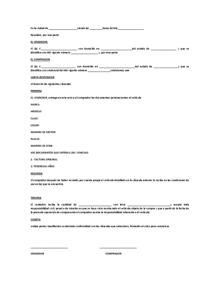 Carta Responsiva (Auto) | PDF