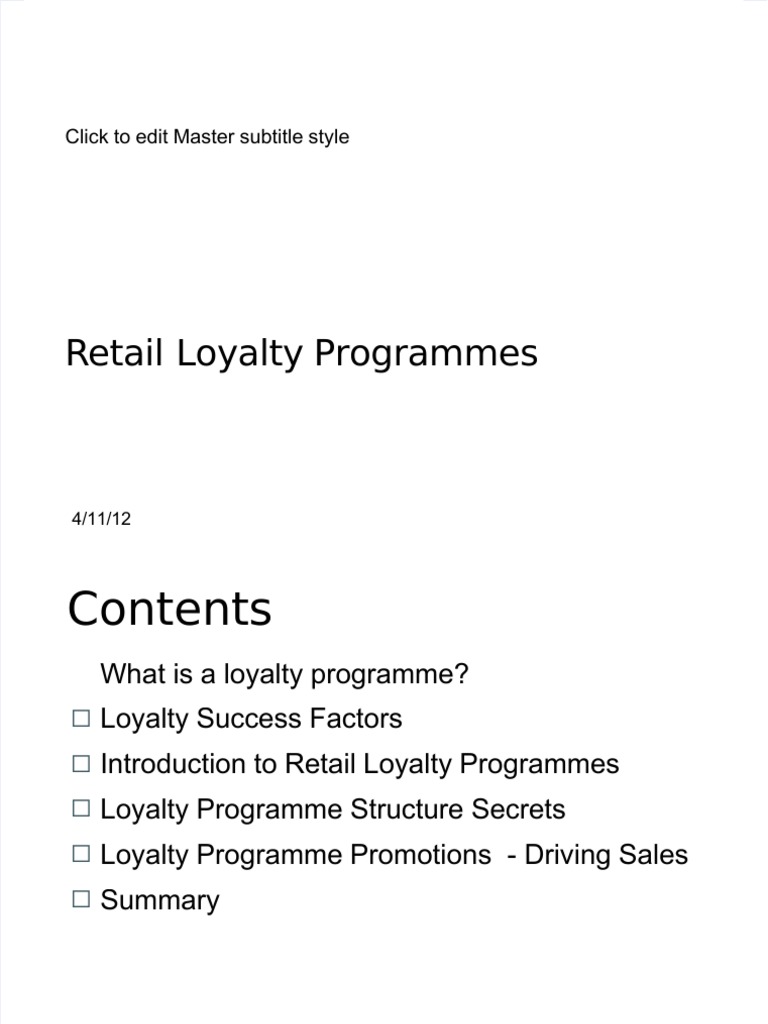 Retail Loyalty Programme Insights | PDF | Loyalty Program | Brand