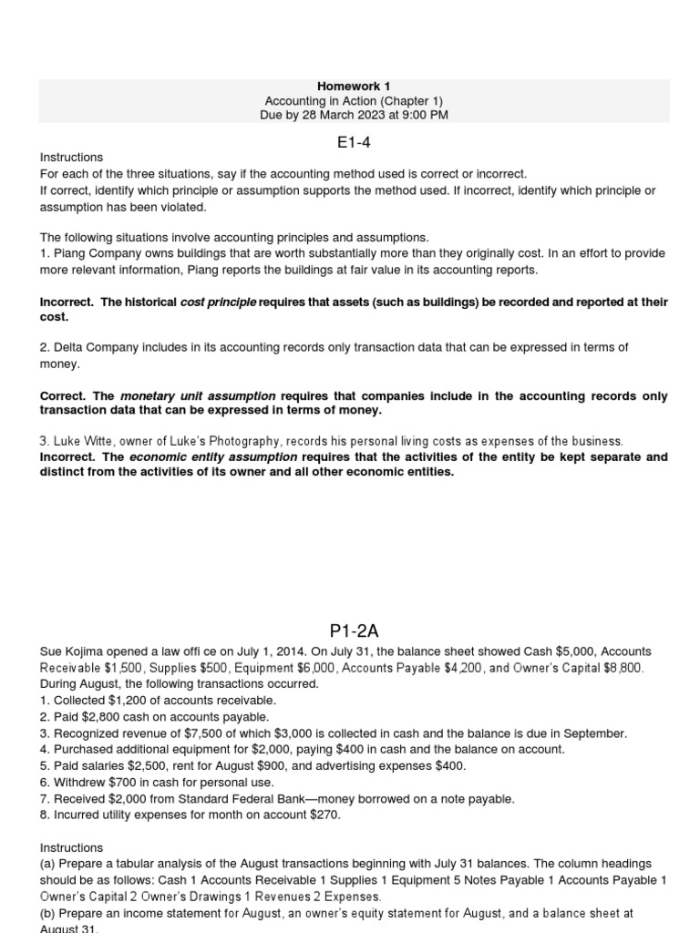 Homework 1 and Its Solutions | PDF | Expense | Balance Sheet