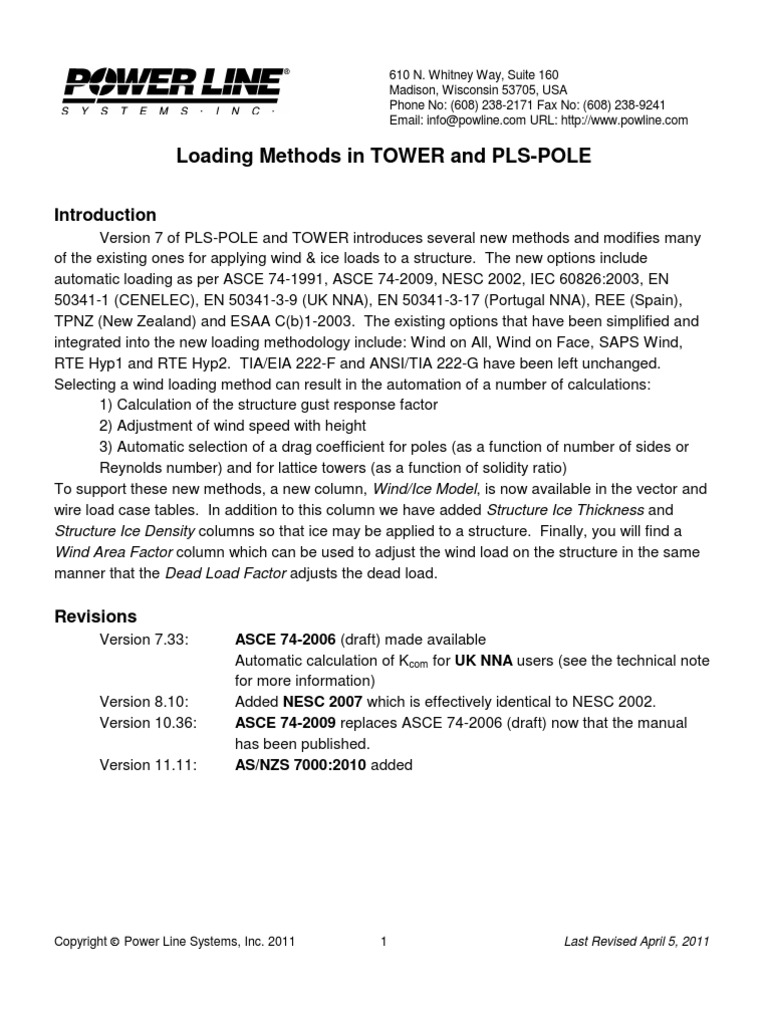 Loading Methods in TOWER and PLS-POLE | PDF | Wound | Drag (Physics)