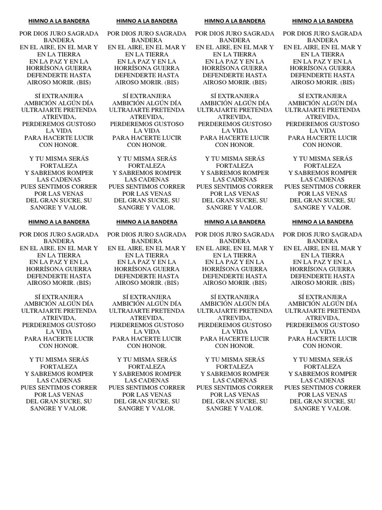 HIMNO Y JURAMENTO Banderas | PDF | Los símbolos | Símbolos nacionales