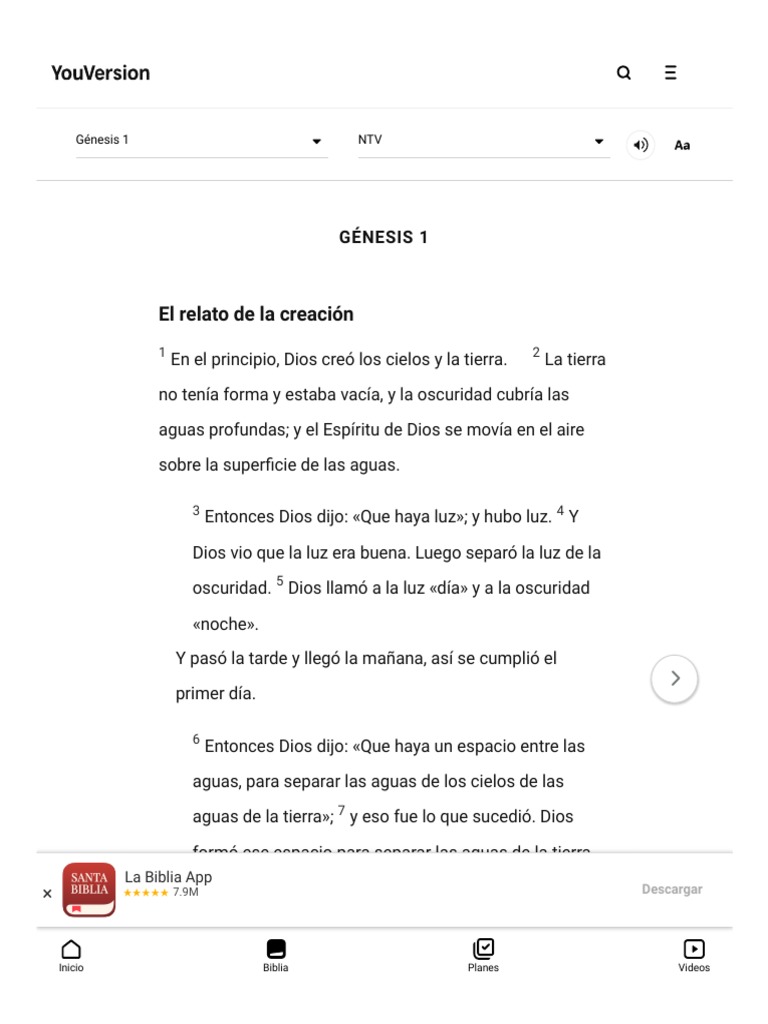 Génesis 1 - NTV Biblia - YouVersion | PDF | Narrativa de la creación del Génesis
