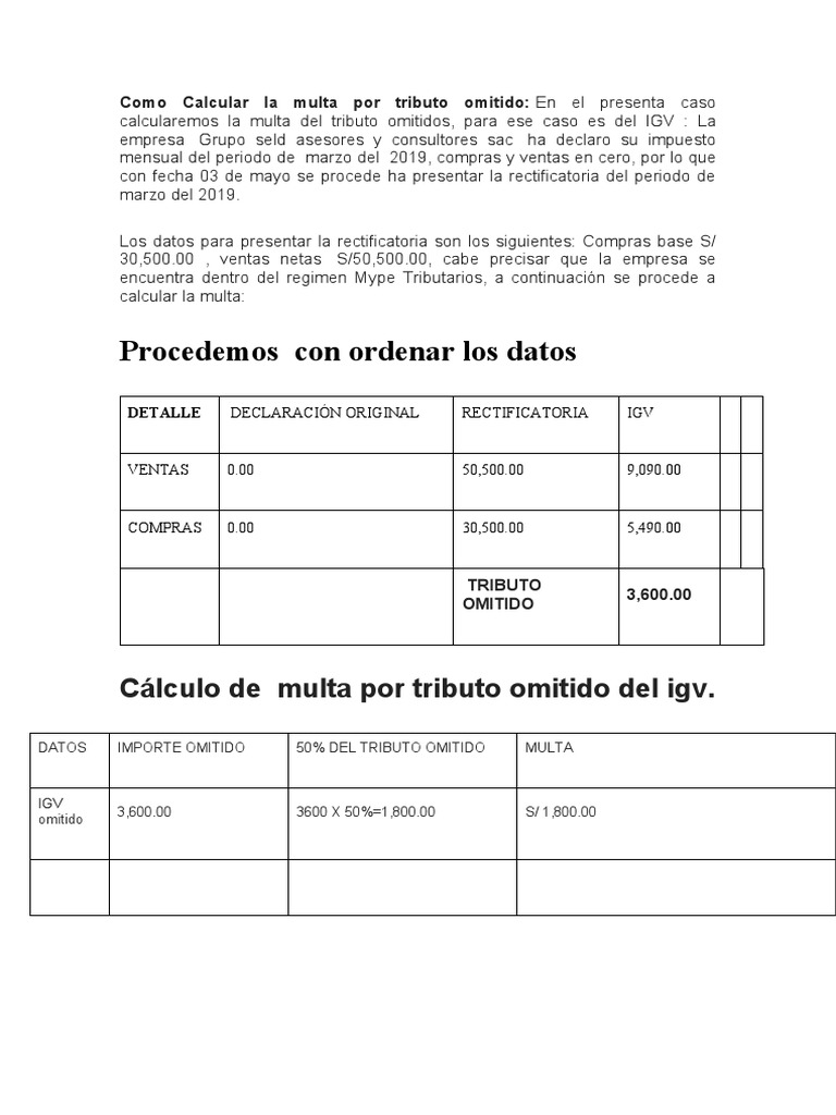 Como Calcular La Multa Por Tributo Omitido | PDF | Economias | Pagos