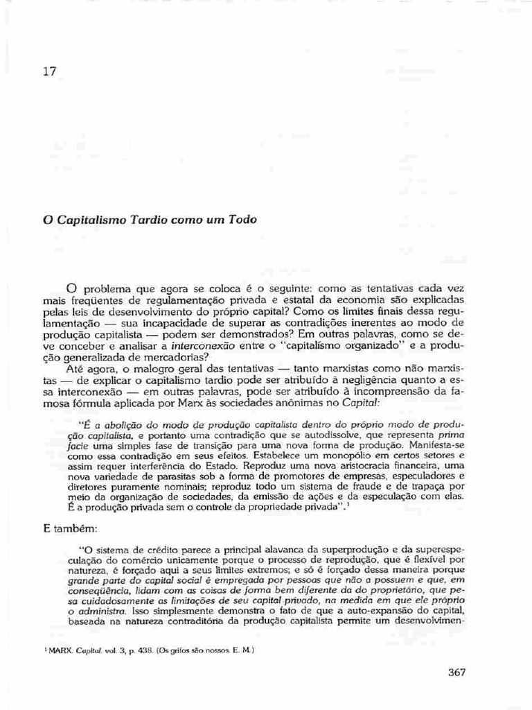 Ernest Mandel - O Capitalismo Tardio - HPE | PDF