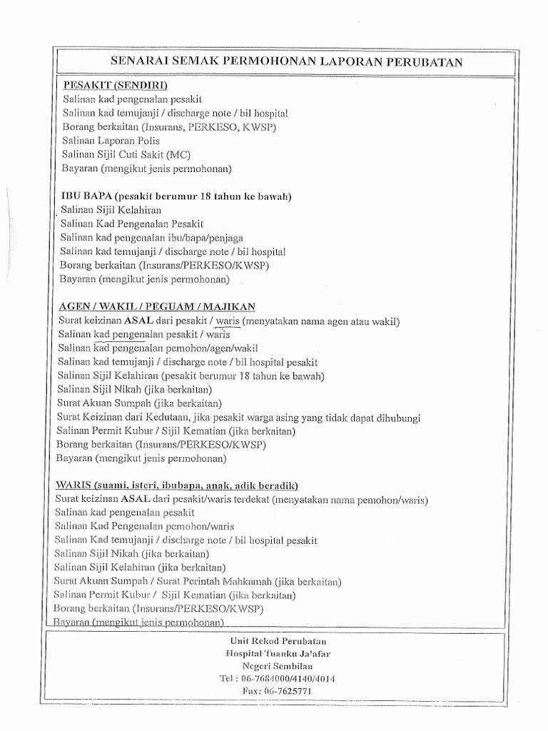 Hosp. Tuanku Jaa'fa Apply MAR Form | PDF