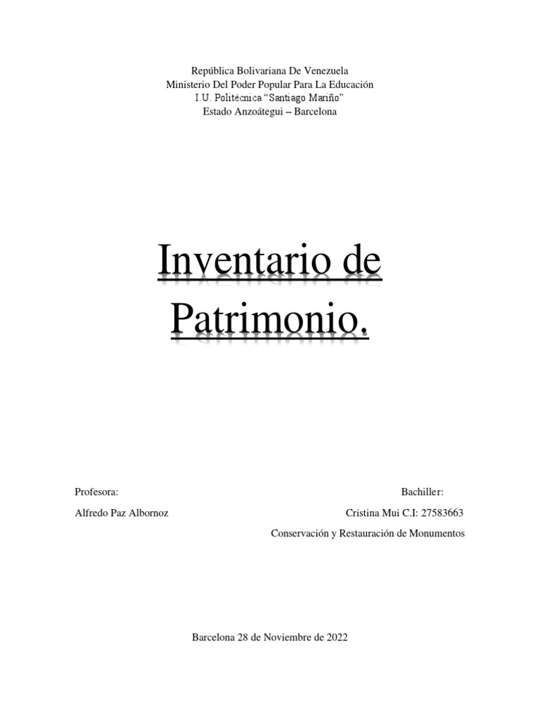 Inventario de Patrimonio | PDF