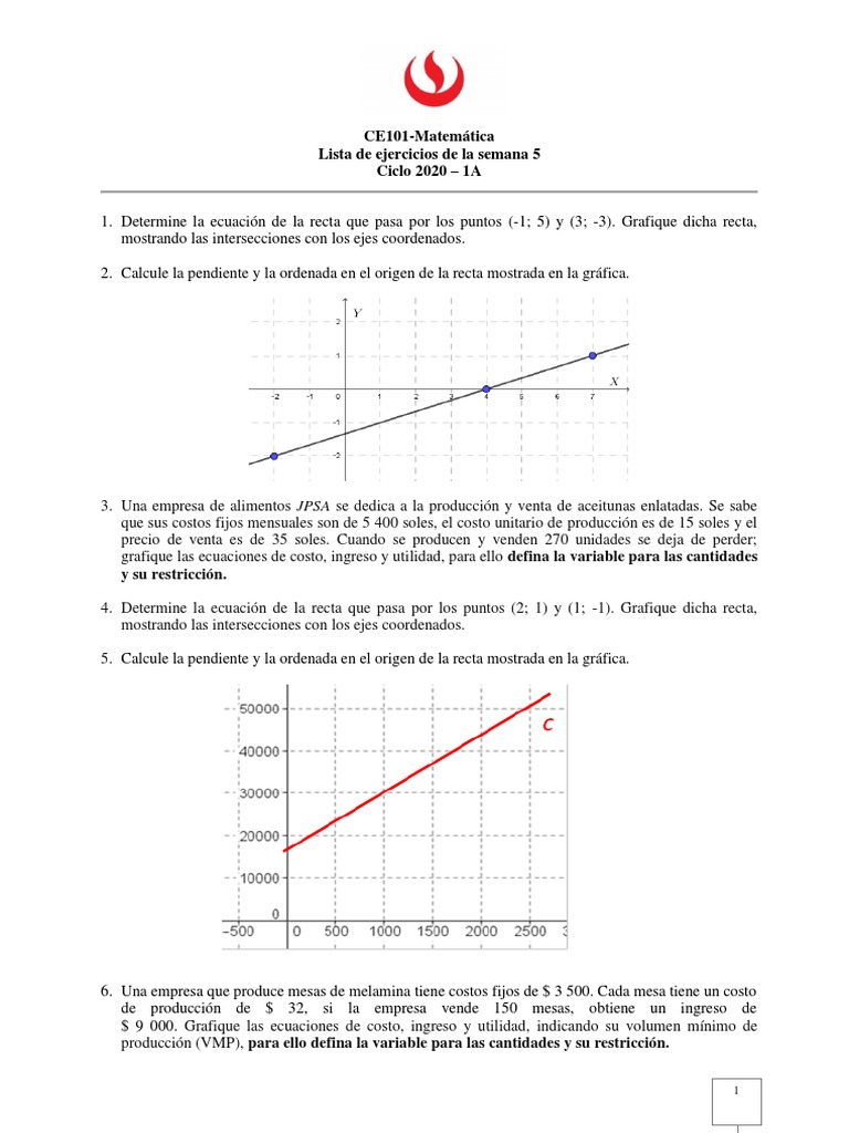 CE101 2020-1A Lista de Ejercicios Semana 5 | PDF