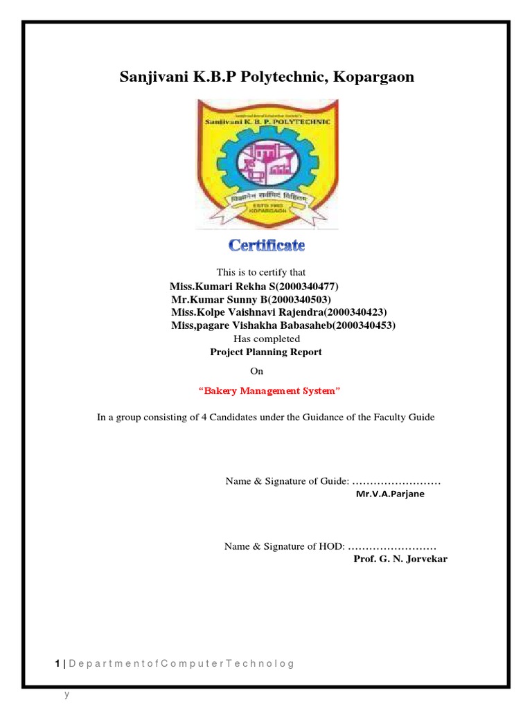 Sanjivani K.B.P Polytechnic, Kopargaon: This Is To Certify That | PDF ...