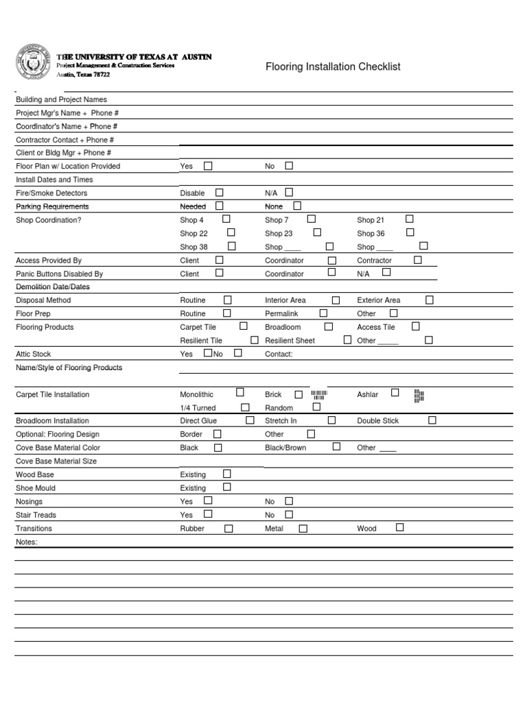 Floor Install Checklist | PDF | Flooring | Building Engineering