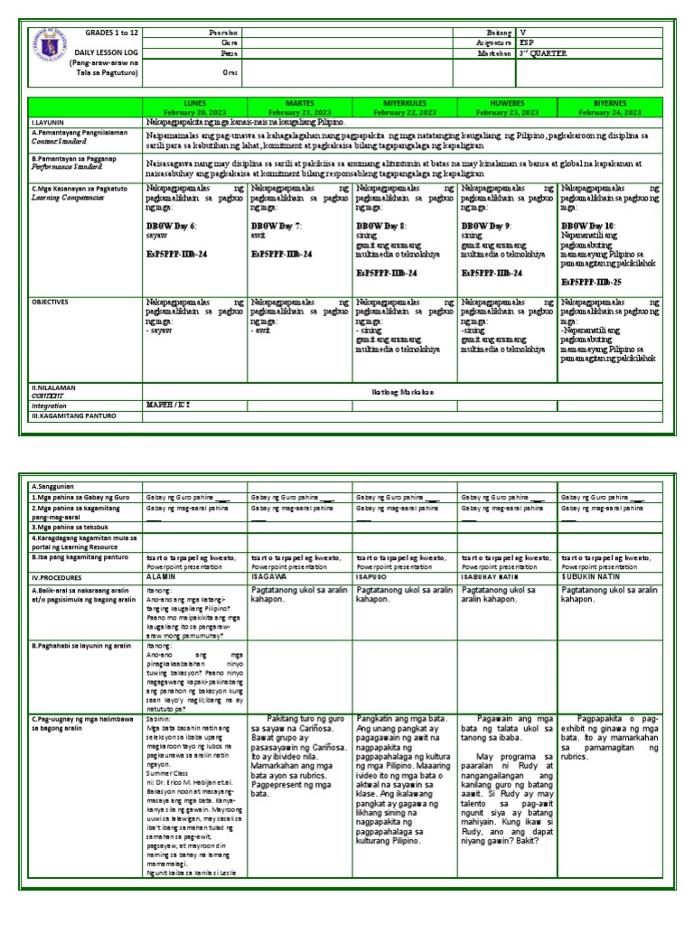 DLL - Esp 5 - Q3 - W2 | PDF