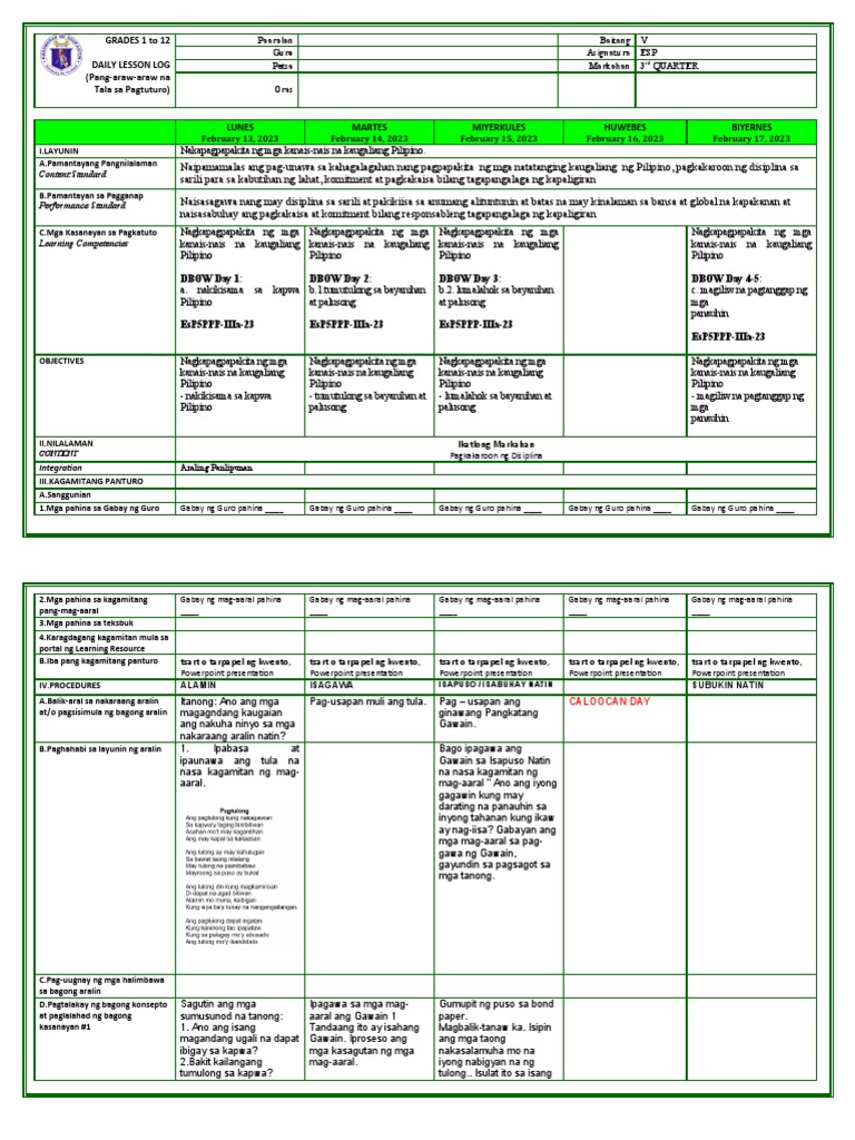 DLL - Esp 5 - Q3 - W1 | PDF