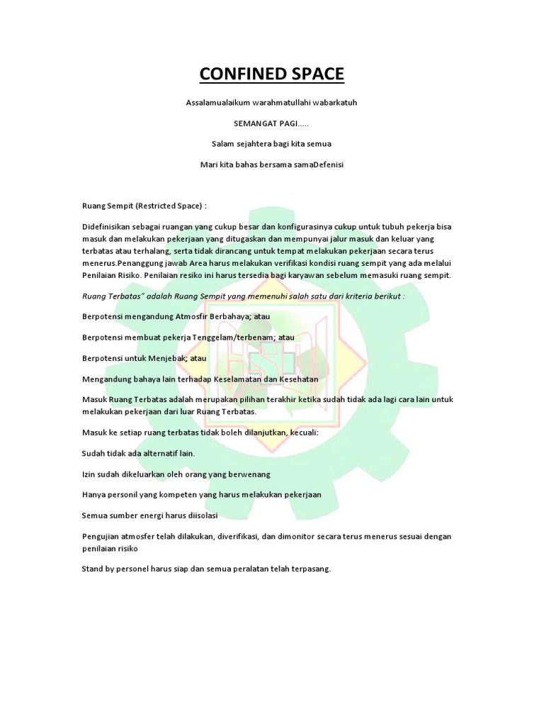 Confined Space Entry | PDF