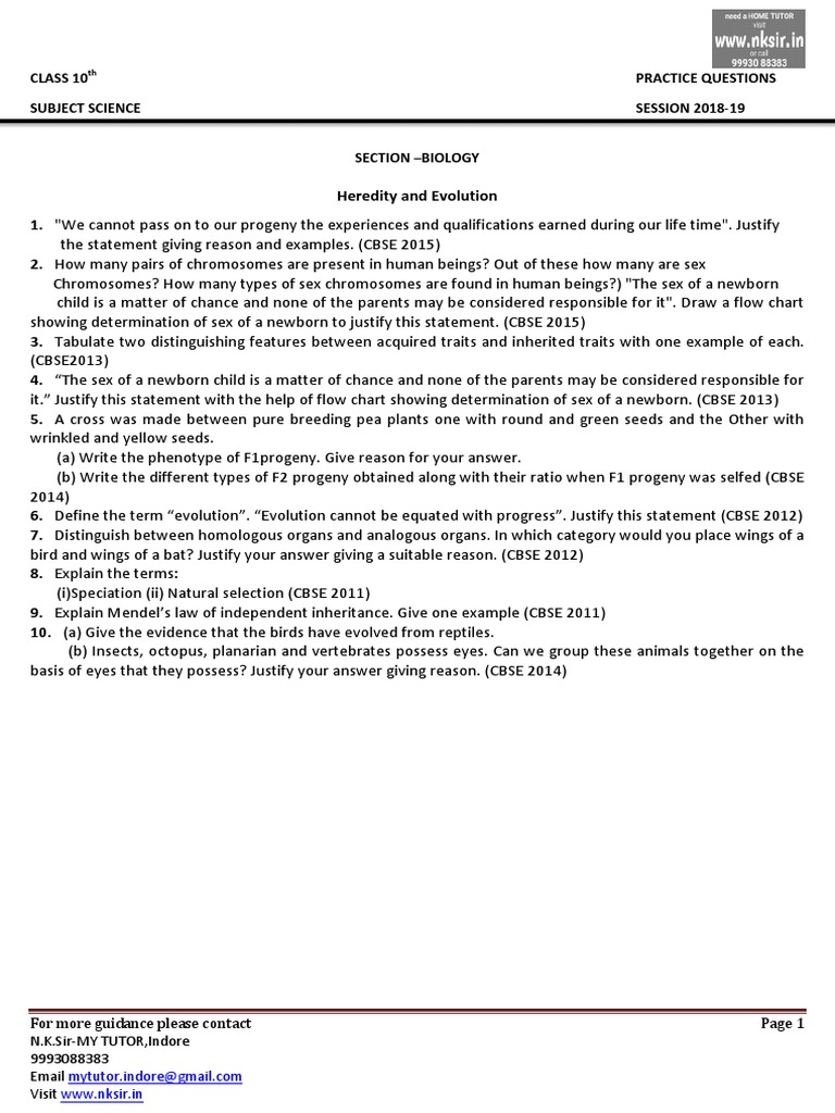 CLASS 10 SCIENCE PRACTICE QUESTIONS | PDF | Electrical Resistance And ...