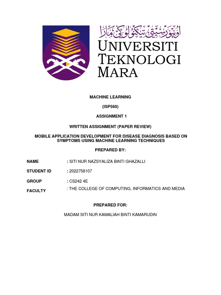 Machine Learning Assignment 1 Pdf Health Care Medical Diagnosis